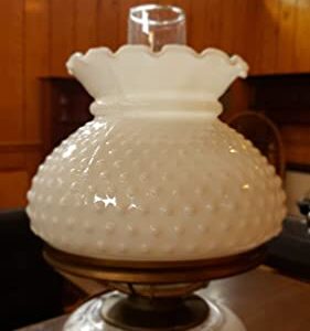 B&P Lamp 7 Inch White Cased Glass Hobnail Student Shade