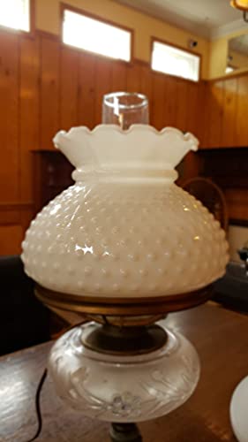 B&P Lamp 7 Inch White Cased Glass Hobnail Student Shade