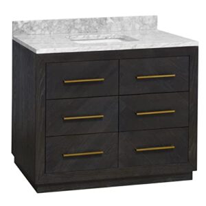 avery 42-inch bathroom vanity (carrara/dark oak): includes dark oak cabinet with stunning carrara marble countertop and white ceramic sink