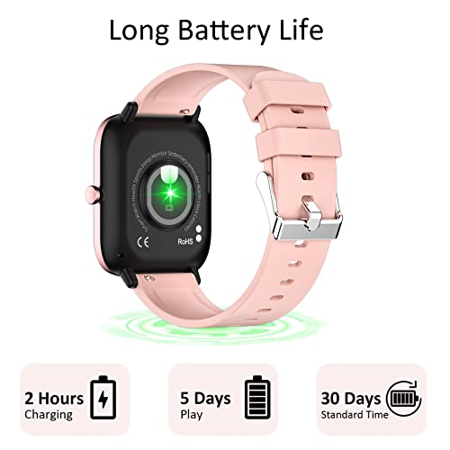 Smart Watch for Women(Call Receive/Dial), Smartwatch for Android Phones and iPhone Compatible, Fitness Tracker 1.69" Full Touch Color Screen IP67 Waterproof with Heart Rate Monitor Sleep Tracker, Pink