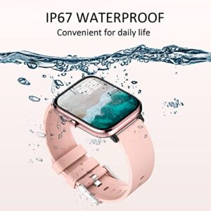 Smart Watch for Women(Call Receive/Dial), Smartwatch for Android Phones and iPhone Compatible, Fitness Tracker 1.69" Full Touch Color Screen IP67 Waterproof with Heart Rate Monitor Sleep Tracker, Pink