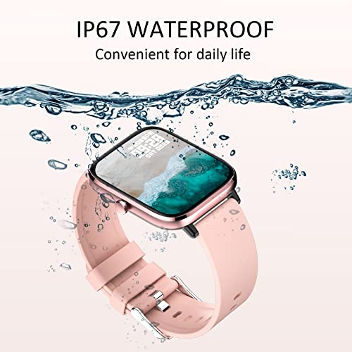 Smart Watch for Women(Call Receive/Dial), Smartwatch for Android Phones and iPhone Compatible, Fitness Tracker 1.69" Full Touch Color Screen IP67 Waterproof with Heart Rate Monitor Sleep Tracker, Pink