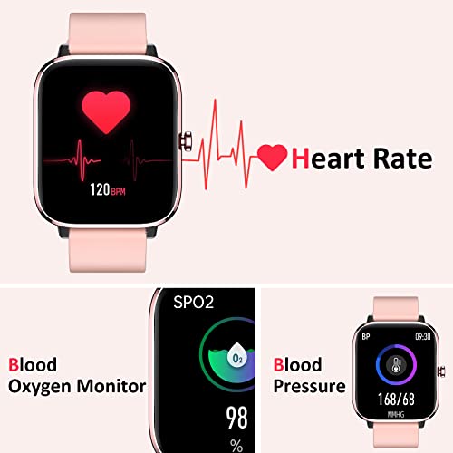 Smart Watch for Women(Call Receive/Dial), Smartwatch for Android Phones and iPhone Compatible, Fitness Tracker 1.69" Full Touch Color Screen IP67 Waterproof with Heart Rate Monitor Sleep Tracker, Pink