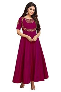 trendmalls women's cotton anarkali kurti (-latest-stylish-cotton-anarkali-ethnic-embroidery-gown-kurti-designer-stitched) (as1, alpha, s, regular, regular, purple)