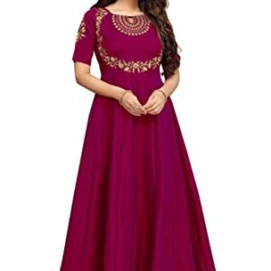 TRENDMALLS Women's Cotton Anarkali Kurti (-Latest-Stylish-Cotton-Anarkali-Ethnic-Embroidery-Gown-kurti-Designer-Stitched) (as1, alpha, s, regular, regular, Purple)