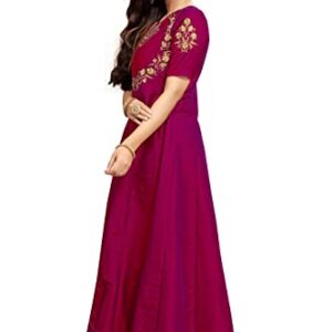 TRENDMALLS Women's Cotton Anarkali Kurti (-Latest-Stylish-Cotton-Anarkali-Ethnic-Embroidery-Gown-kurti-Designer-Stitched) (as1, alpha, s, regular, regular, Purple)