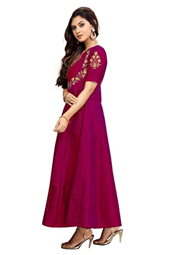 TRENDMALLS Women's Cotton Anarkali Kurti (-Latest-Stylish-Cotton-Anarkali-Ethnic-Embroidery-Gown-kurti-Designer-Stitched) (as1, alpha, s, regular, regular, Purple)