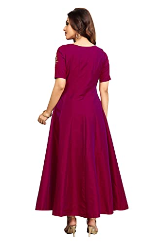 TRENDMALLS Women's Cotton Anarkali Kurti (-Latest-Stylish-Cotton-Anarkali-Ethnic-Embroidery-Gown-kurti-Designer-Stitched) (as1, alpha, s, regular, regular, Purple)