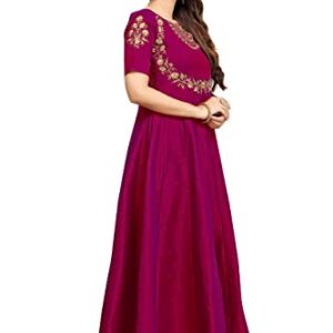 TRENDMALLS Women's Cotton Anarkali Kurti (-Latest-Stylish-Cotton-Anarkali-Ethnic-Embroidery-Gown-kurti-Designer-Stitched) (as1, alpha, s, regular, regular, Purple)