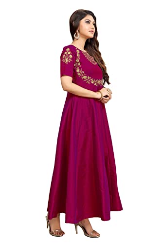 TRENDMALLS Women's Cotton Anarkali Kurti (-Latest-Stylish-Cotton-Anarkali-Ethnic-Embroidery-Gown-kurti-Designer-Stitched) (as1, alpha, s, regular, regular, Purple)