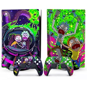 toxxos ps5 skin disc edition anime console and controller vinyl cover skins wraps for playstation 5 disc version cd-rom version purple and green