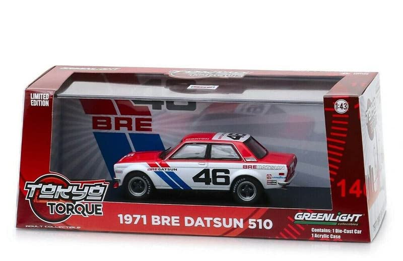 Greenlight Tokyo Torque - 1971 Datsun 510 - NO.46 Brock Racing Enterprises (BRE) - John Morton Limited Edition 1/43 DIECAST Truck Pre-Built Model