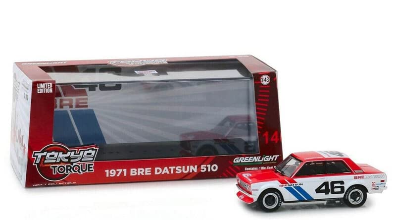 Greenlight Tokyo Torque - 1971 Datsun 510 - NO.46 Brock Racing Enterprises (BRE) - John Morton Limited Edition 1/43 DIECAST Truck Pre-Built Model