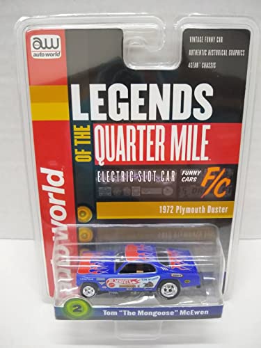 Auto World SC376-2 Legends of The Quarter Mile Tom The Mongoose McEwen 1972 Duster Funny Car HO Scale Electric Slot Car - Blue