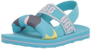 ugg k zuma sling camopop flat sandal, summer sky, 3 us unisex little kid