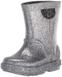 ugg kids t drizlita rain boot, glitter grey, 6 us unisex toddler