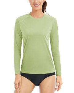 boladeci rash guard for women long sleeve upf 50+ sun protection clothing lightweight casual plain workout gym athletic swim shirt tees light green m