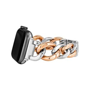 Anne Klein Fashion Chain Bracelet for Apple Watch, Secure, Adjustable, Apple Watch Replacement Band, Fits Most Wrists (38/40/41mm, Silver/Rose Gold)