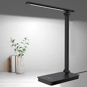 beyondop led desk lamp for home office, desk light dimmable eye-caring reading with 5 lighting & 5 brightness level, table light touch control foldable table lamp for bedside office study reading work