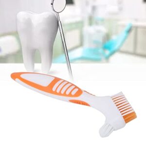 ANGGREK Denture Toothbrush, Dual Head Safe Denture Cleaning Tools for Partial Dentures Half Dentures Complete Dentures Orange