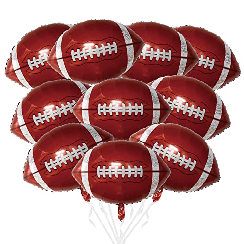 Tellpet Football Balloons For Football Themed Birthday Party Decorations, 18 Inch Foil Balloons For Super Bowl Decor, 10 PCS