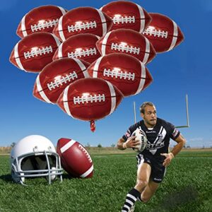 Tellpet Football Balloons For Football Themed Birthday Party Decorations, 18 Inch Foil Balloons For Super Bowl Decor, 10 PCS