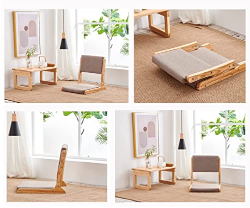 GGCG Tatami Chair Accent Furniture,Foldable Meditation Floor Chair, Living Room Chair Floor Seat, Portable Japanese Legless Chair,Lazy Sofa for Bay Window Meditation Reading,Balny Chair with Cushion