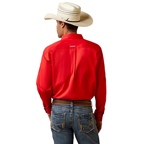 ARIAT Men's Team Logo Twill Classic Fit Shirt Poppy Red