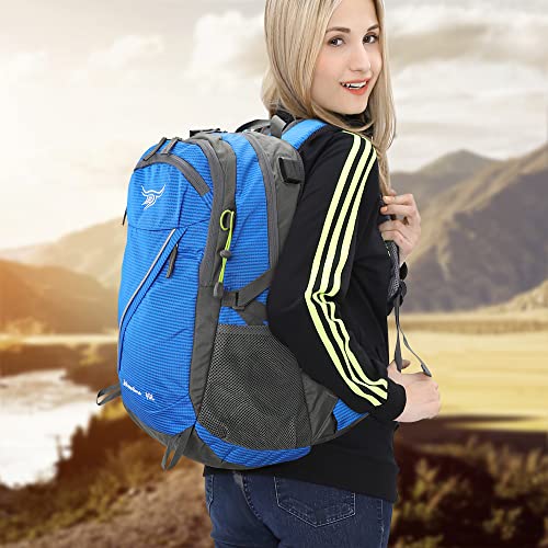 INOXTO lightweight Hiking Backpack 35L/40L Hiking Daypack with Waterproof Rain Cover for Travel Camping Outdoor Men and Women (40L royal blue stripes)