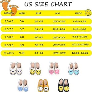 Cute Smile Face Slippers for Women and Men,Soft Plush Comfy Warm Couple Slip-On House Happy Face Slippers For Winter Indoor Outdoor Smile Slippers Non-slip Fuzzy Flat Slides White Pink 4041