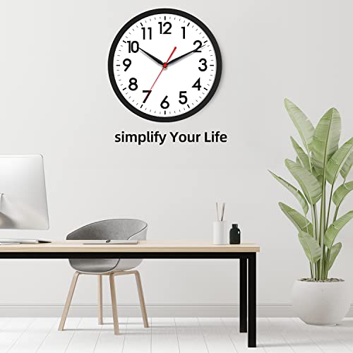 AKCISOT 12 Inch Wall Clock Silent Non-Ticking Modern Wall Clocks Battery Operated - Analog Classic Clock for Office, Home, Bathroom, Kitchen, Bedroom, School, Living Room(Black)