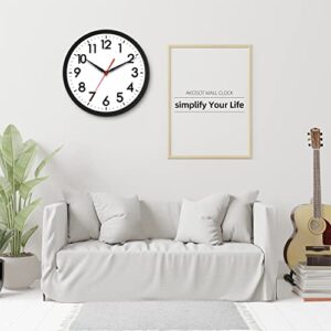 AKCISOT 12 Inch Wall Clock Silent Non-Ticking Modern Wall Clocks Battery Operated - Analog Classic Clock for Office, Home, Bathroom, Kitchen, Bedroom, School, Living Room(Black)