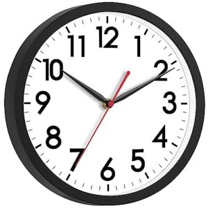 akcisot 12 inch wall clock silent non-ticking modern wall clocks battery operated - analog classic clock for office, home, bathroom, kitchen, bedroom, school, living room(black)