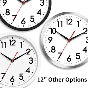 AKCISOT 12 Inch Wall Clock Silent Non-Ticking Modern Wall Clocks Battery Operated - Analog Classic Clock for Office, Home, Bathroom, Kitchen, Bedroom, School, Living Room(Black)