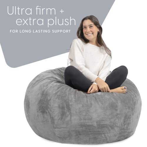 Milliard Big Ultra Supportive Stuffed Bean Bag Chair Couch for Adults and Kids Filled with Shredded Foam (Grey)