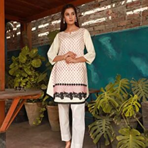 IshDeena Indian Kurtis for Women Chikankari Kurta Tunic Tops Indian Pakistani Style Embroidered Cotton Womens Summer Shirts (Small, White)