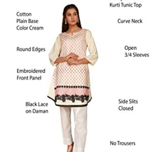 IshDeena Indian Kurtis for Women Chikankari Kurta Tunic Tops Indian Pakistani Style Embroidered Cotton Womens Summer Shirts (Small, White)