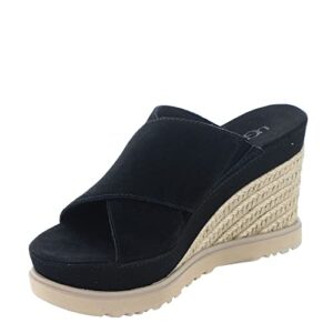 ugg women's abbot slide wedge sandal, black, 9