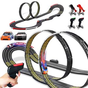 cusocue high-speed electric powered super loop speedway slot car track set, two cars for dual racing with 4 controllers, boys toys for 6 7 8 9 10-16 years old kids best gifts