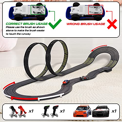 Cusocue High-Speed Electric Powered Super Loop Speedway Slot Car Track Set, Two Cars for Dual Racing with 4 Controllers, Boys Toys for 6 7 8 9 10-16 Years Old Kids Best Gifts