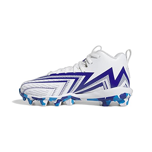 adidas Freak Spark 23 Football Shoe, White/Team Royal Blue/Solar Blue, 1 US Unisex Little Kid