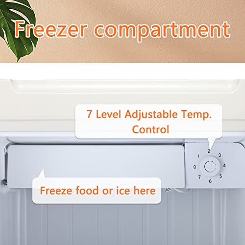 Antarctic Star Compact Refrigerator Mini Fridge for Beverage, Ice Cream, Vegetable, Fruit, 1.7 Cu. Ft. , Freezer with Drip Tray, Bottle Racks and Defrost Button, Great for Bedroom, Office, Dorm, KS-48RHL,White