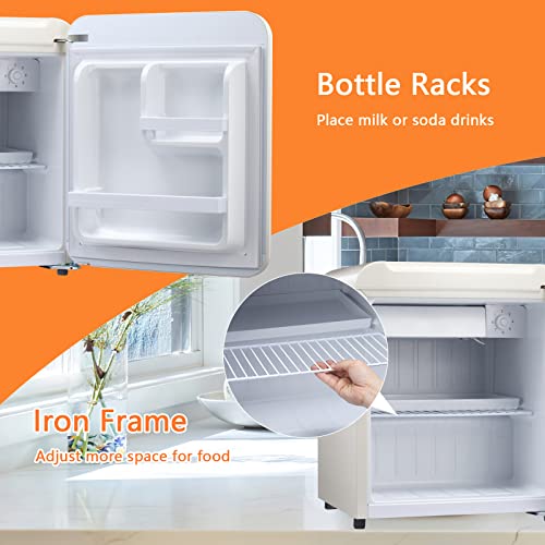 Antarctic Star Compact Refrigerator Mini Fridge for Beverage, Ice Cream, Vegetable, Fruit, 1.7 Cu. Ft. , Freezer with Drip Tray, Bottle Racks and Defrost Button, Great for Bedroom, Office, Dorm, KS-48RHL,White