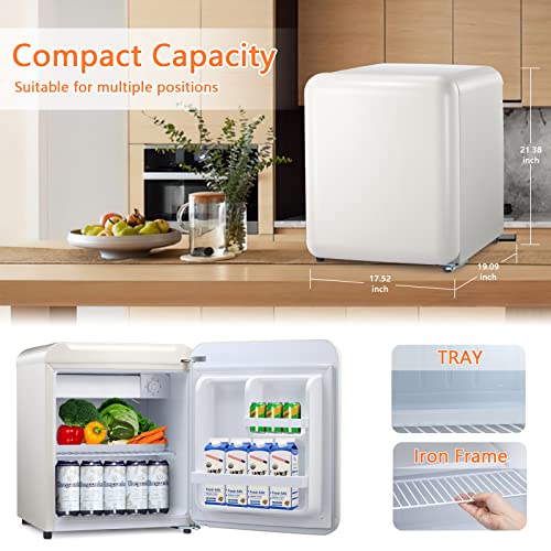 Antarctic Star Compact Refrigerator Mini Fridge for Beverage, Ice Cream, Vegetable, Fruit, 1.7 Cu. Ft. , Freezer with Drip Tray, Bottle Racks and Defrost Button, Great for Bedroom, Office, Dorm, KS-48RHL,White