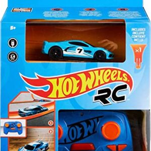 Hot Wheels Rc C8 Corvette in 1:64 Scale, Remote-Control Toy Car with Controller & Track Adapter, Works On & Off Track