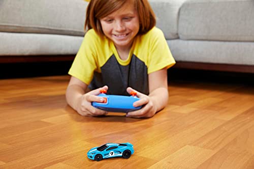 Hot Wheels Rc C8 Corvette in 1:64 Scale, Remote-Control Toy Car with Controller & Track Adapter, Works On & Off Track