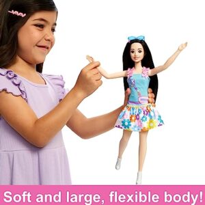 Barbie My First Barbie Preschool Doll, Renee with 13.5-inch Soft Posable Body & Black Hair, Plush Squirrel & Accessories