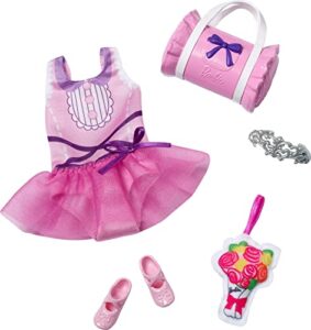 barbie: my first barbie clothes, fashion pack for 13.5-inch preschool dolls, tutu leotard with ballet and dance accessories