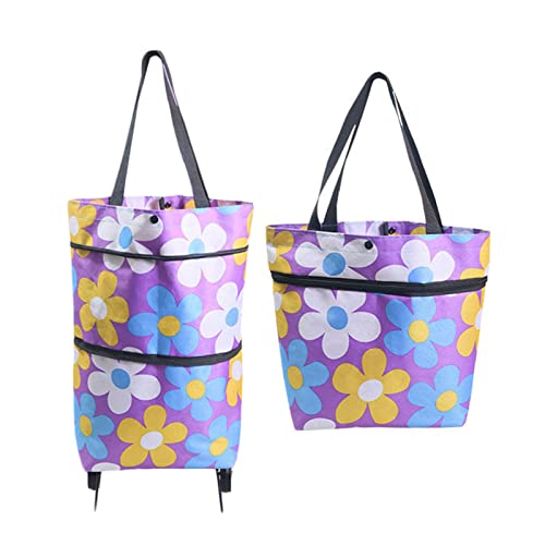 Trolley Bags with Wheels Foldable Shopping Cart Reusable Shopping Bags Folding Shopping Bag Collapsible Grocery Bags Shopping Trolley Bag Waterproof Bag Cart for Camping Moving and Shopping