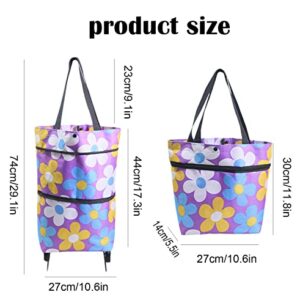 Trolley Bags with Wheels Foldable Shopping Cart Reusable Shopping Bags Folding Shopping Bag Collapsible Grocery Bags Shopping Trolley Bag Waterproof Bag Cart for Camping Moving and Shopping